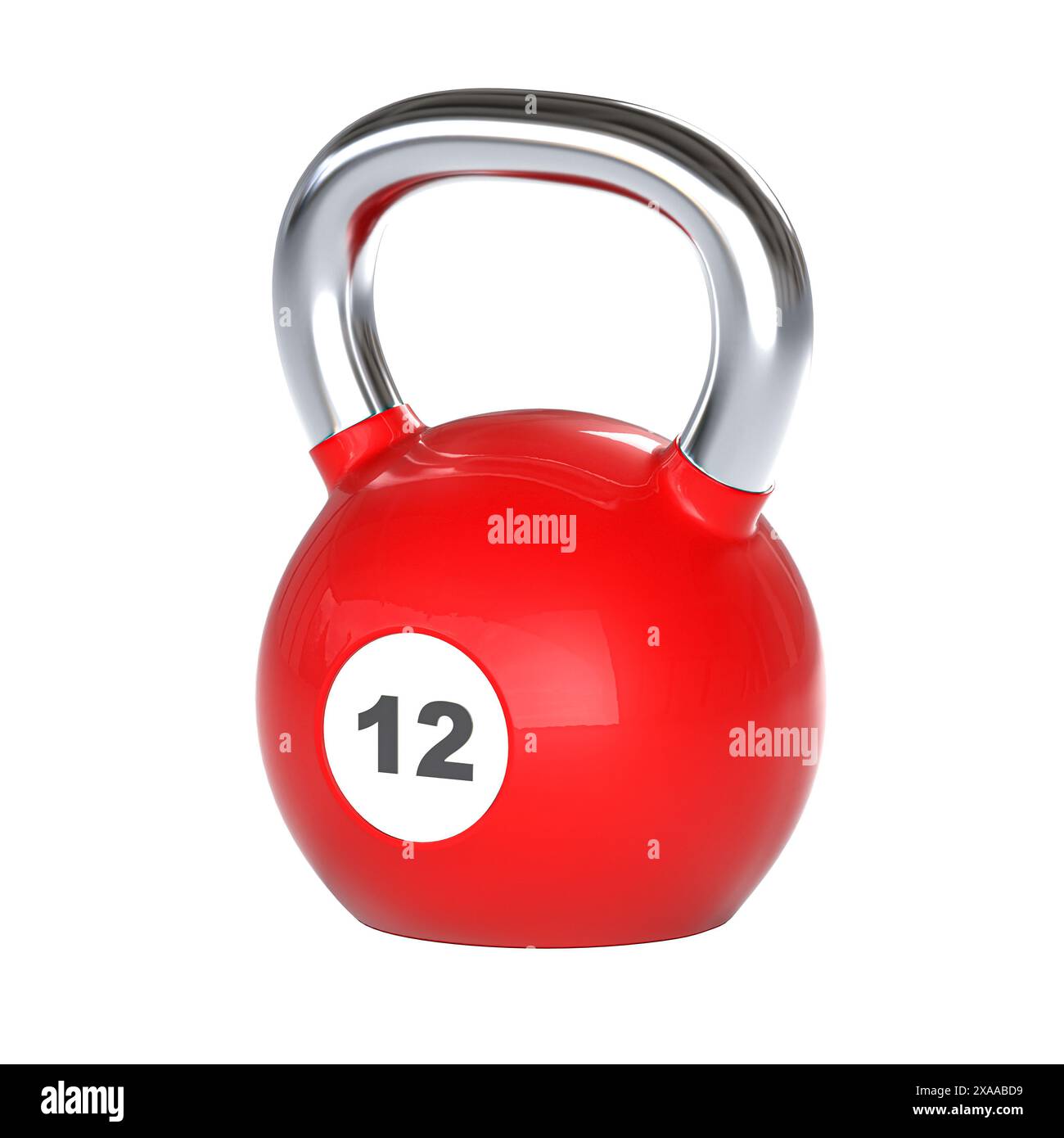 red kettlebell chrome handle isolated transparent background fitness ...