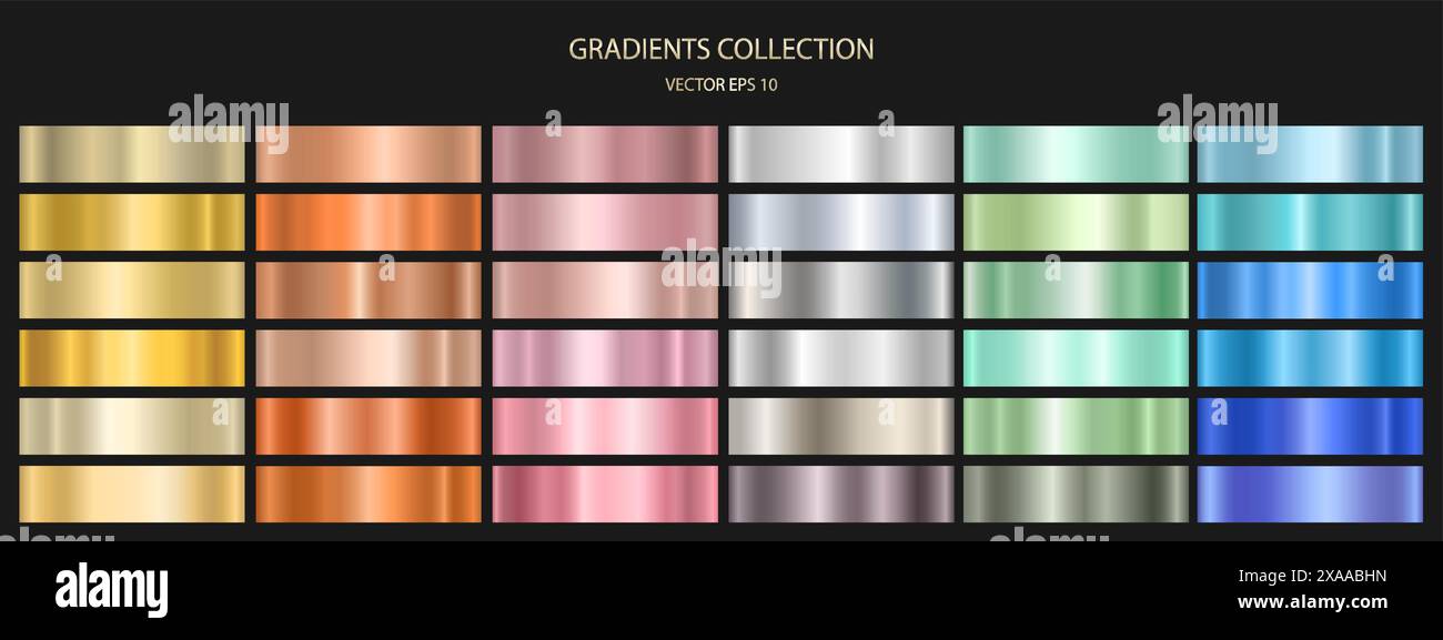 A set of colored gradients. Metallic gradient effects for the design of text and bulletin boards ...