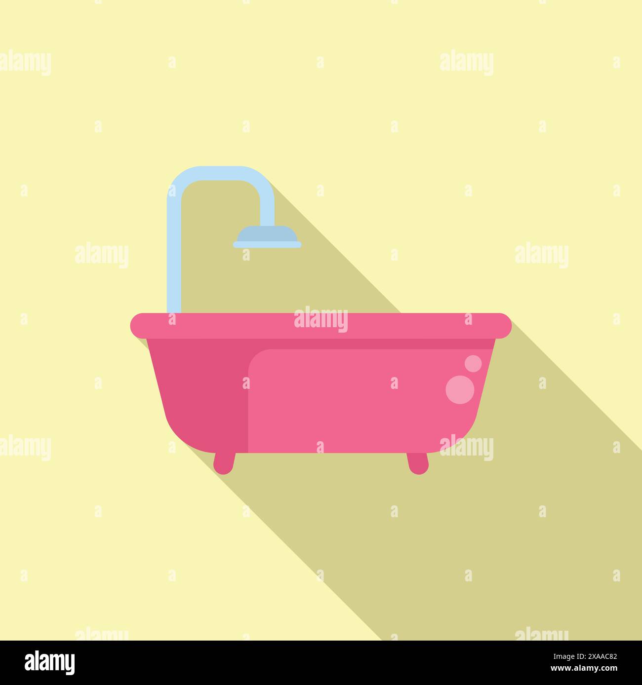 Vector graphic of a pink bathtub with a minimalistic design and pastel ...