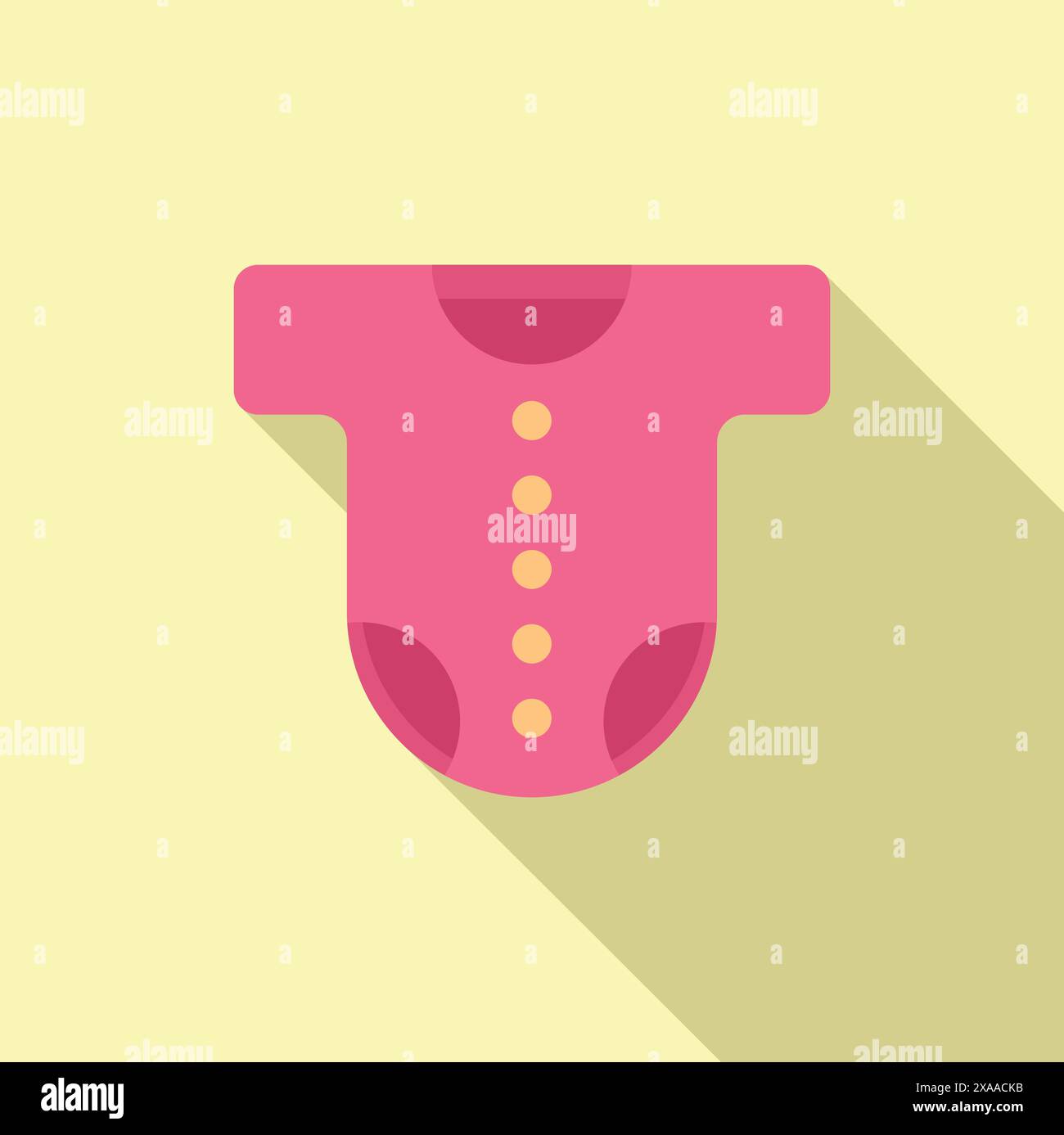 Flat design vector illustration of a cute pink baby onesie with shadow ...