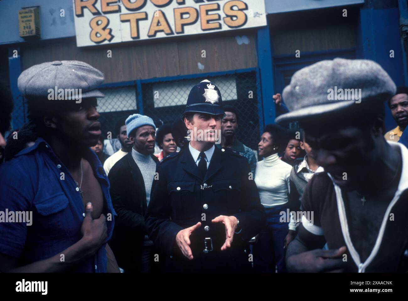 Notting Hill carnival riot August Bank Holiday Monday 1976. A policeman ...