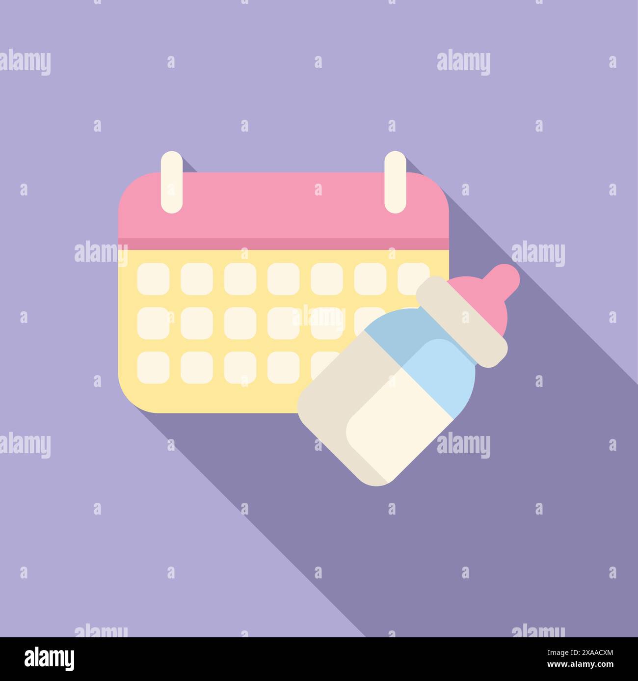 Simplified icon of a baby bottle and calendar, perfect for maternal and ...