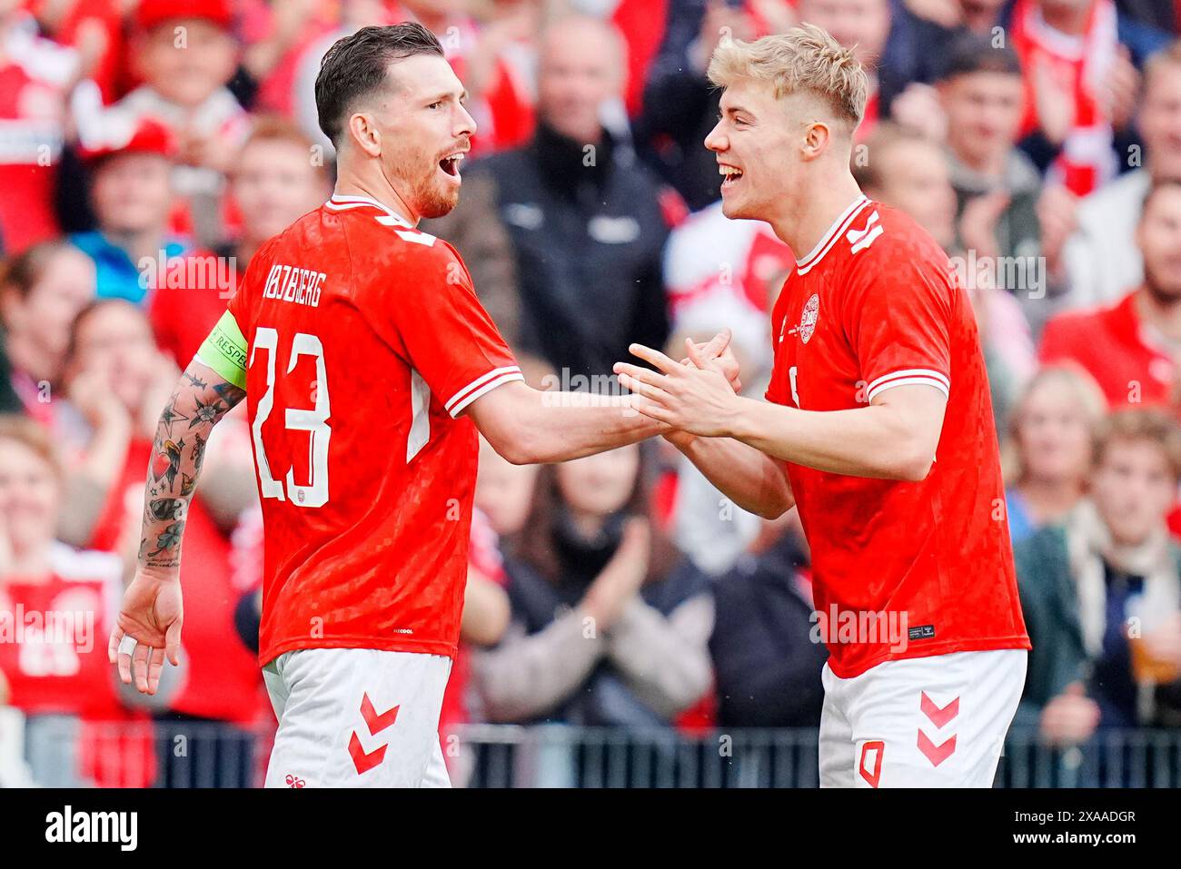 Copenhagen, Denmark. 05th June, 2024. Denmarks Pierre-Emile Hoejbjerg ...