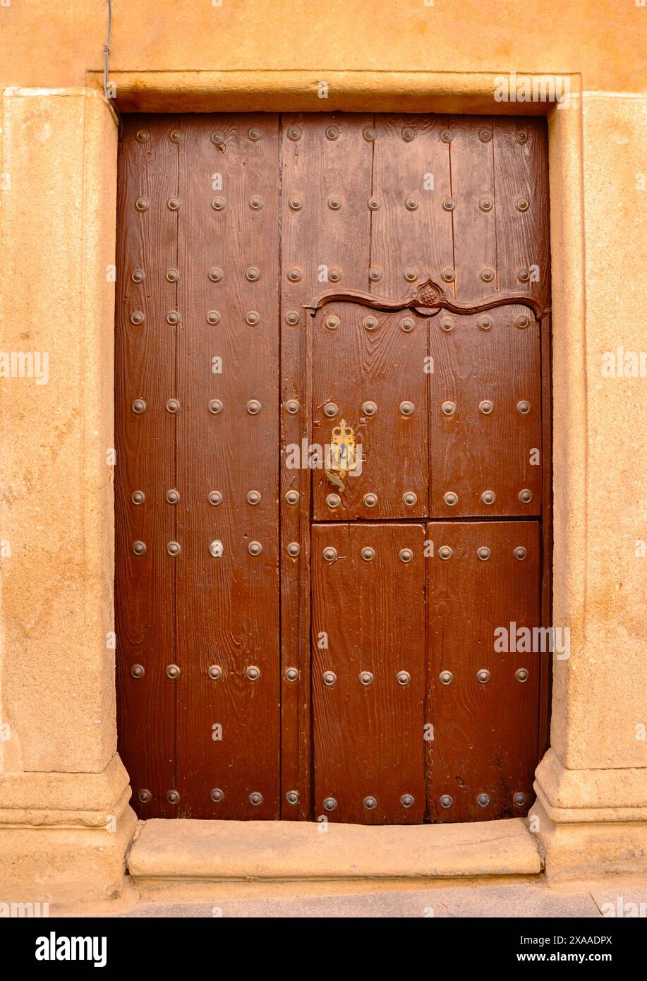 Old and traditional spanish wooden door in Garrovillas de Alconetar ...