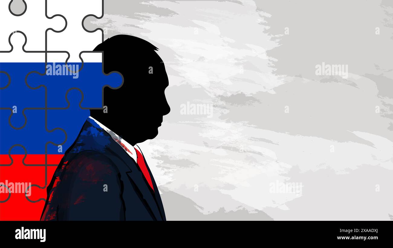 Vladimir Putin. President of Russia. Face outline on the background of ...