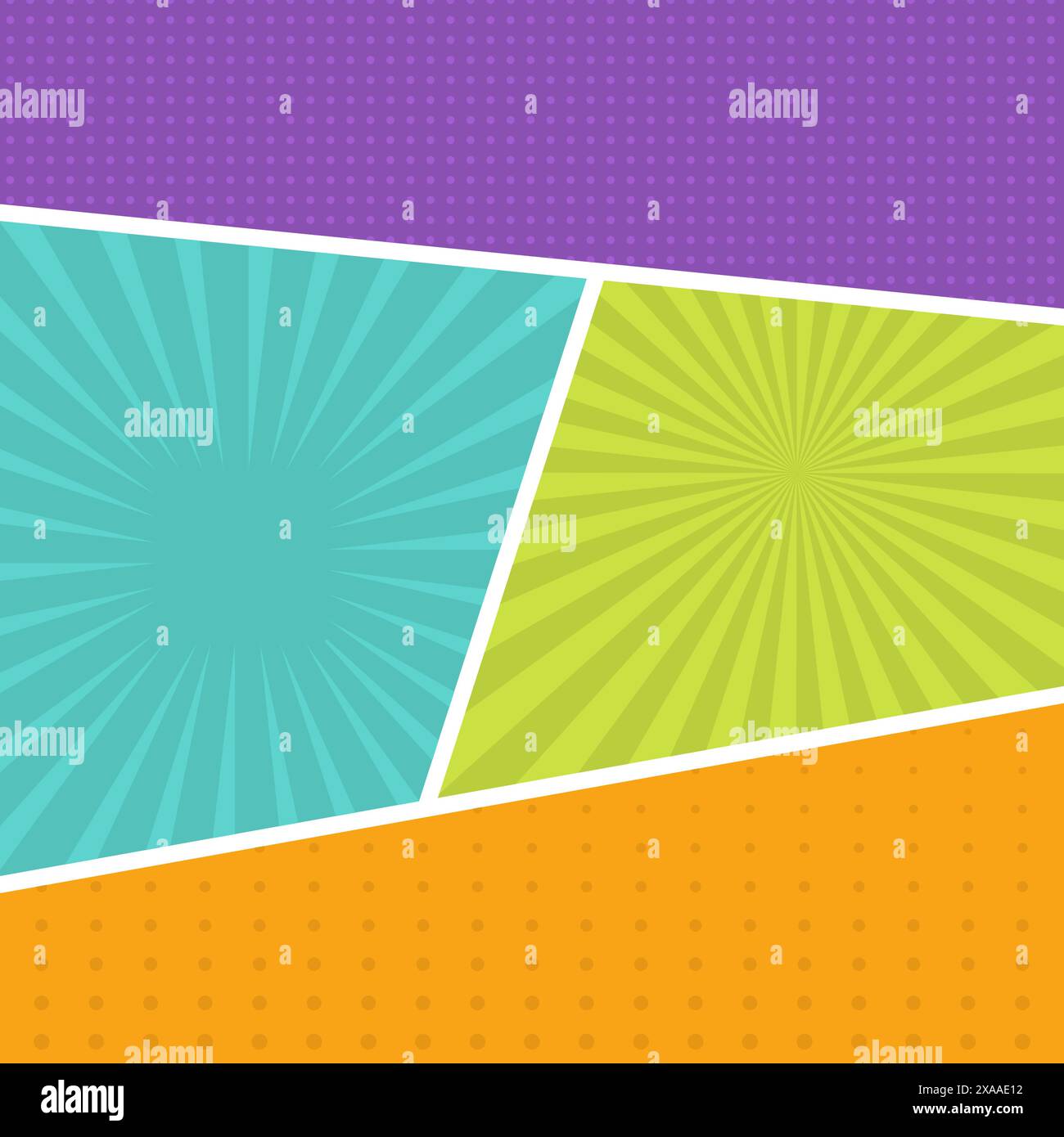 Colorful comic book page background in pop art style. Empty template ...