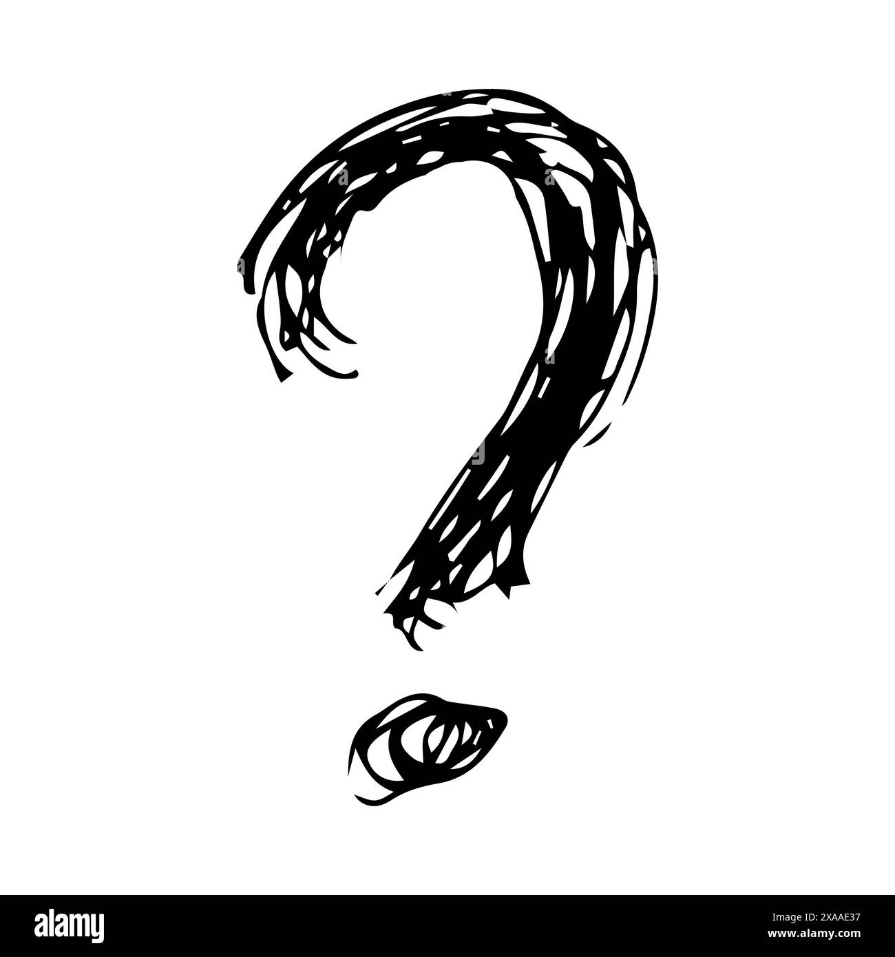Hand drawn question mark symbol. Black sketch question mark symbol on ...