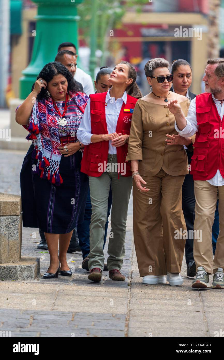 Spain's Queen Letizia, flanked by presidential advisor Alida Vicente ...
