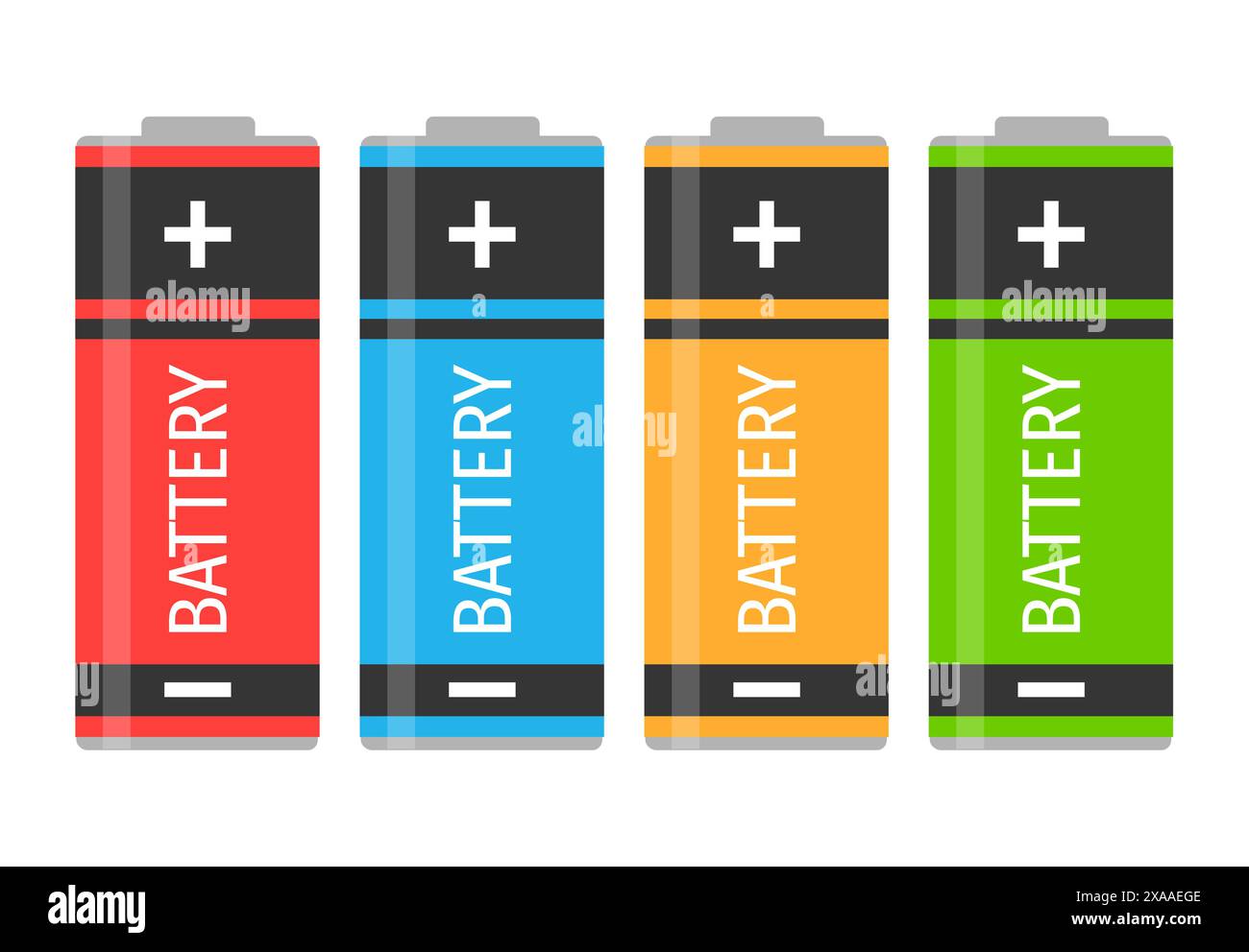 A set of four colorful batteries. Vector illustration Stock Vector ...