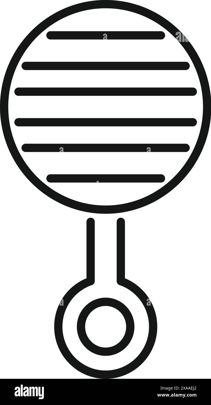 Vector illustration of a simple hand mirror in a modern line art style ...