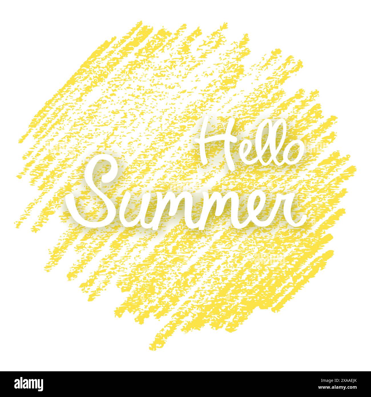 Hello summer on yellow hand drawn spot. Design element for invitation ...