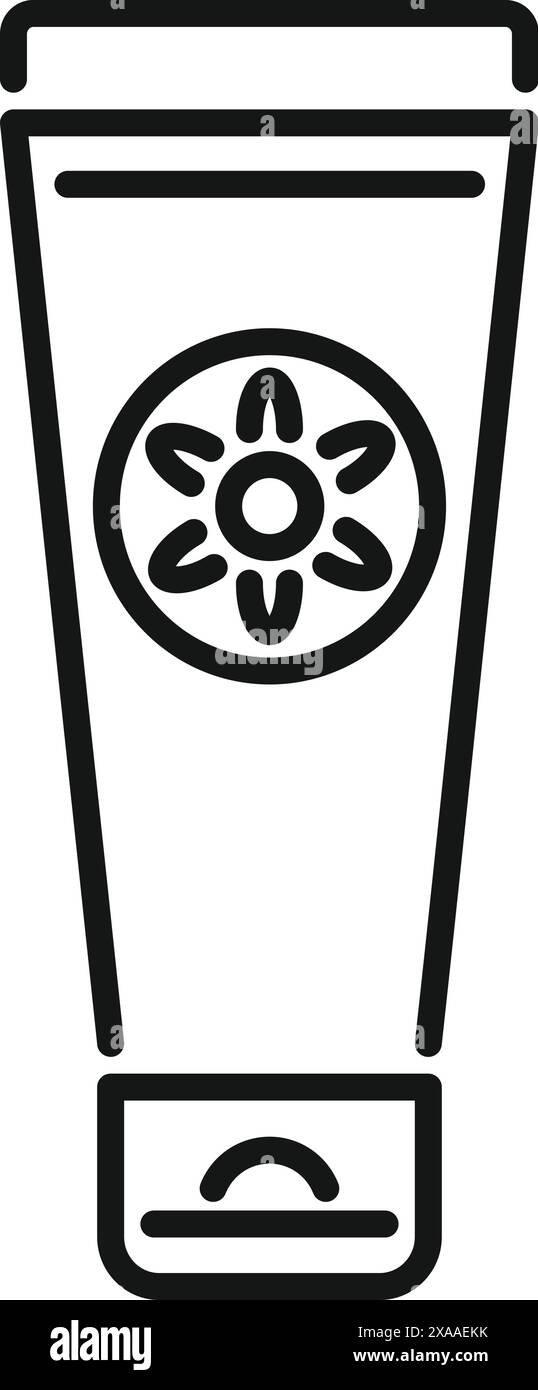 Vector illustration of sunscreen lotion tube icon for skin protection ...