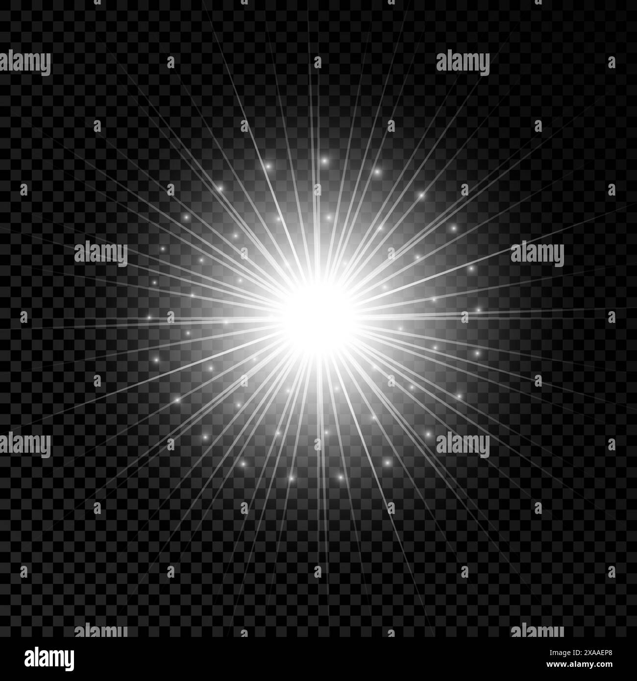 Light effect of lens flares. White glowing lights starburst effects with sparkles on a ...