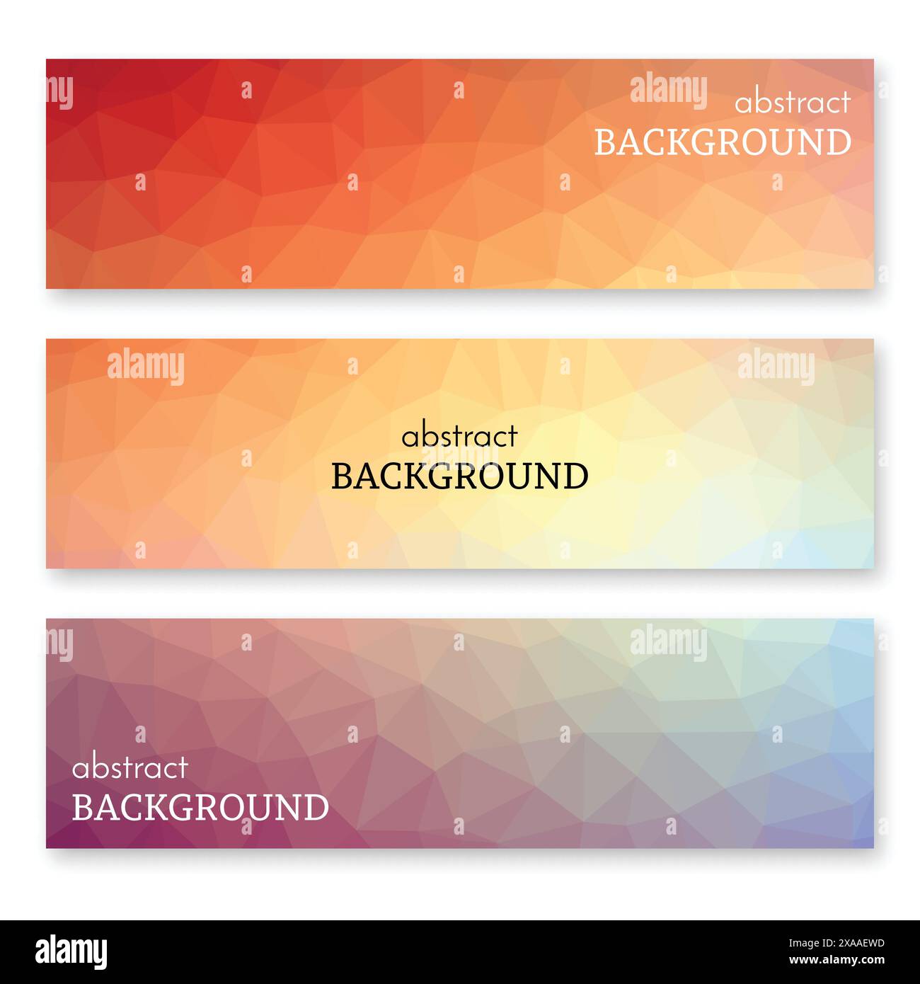 Set of three multi colored banners in low poly art style. Background ...