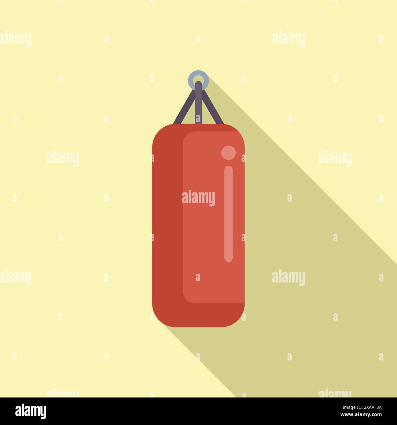 Flat design vector graphic of a hanging red punching bag with a shadow ...