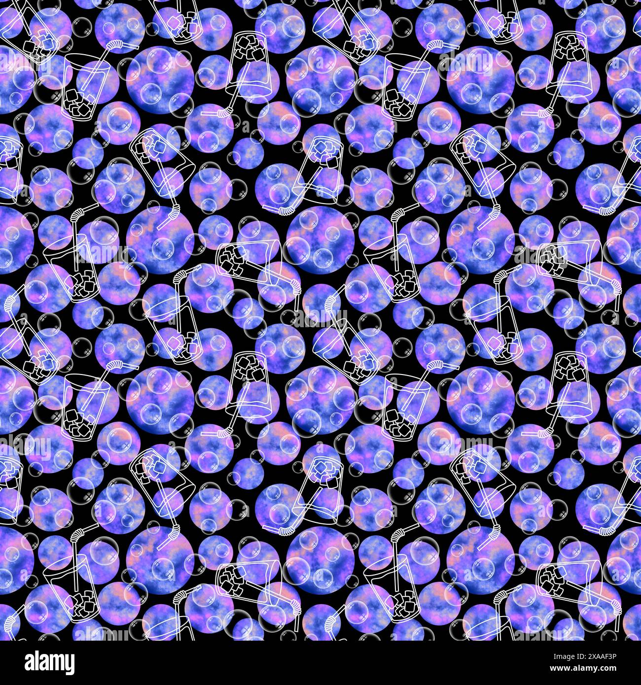 Summer drink seamless cocktails cartoon ice pattern for wrapping paper ...