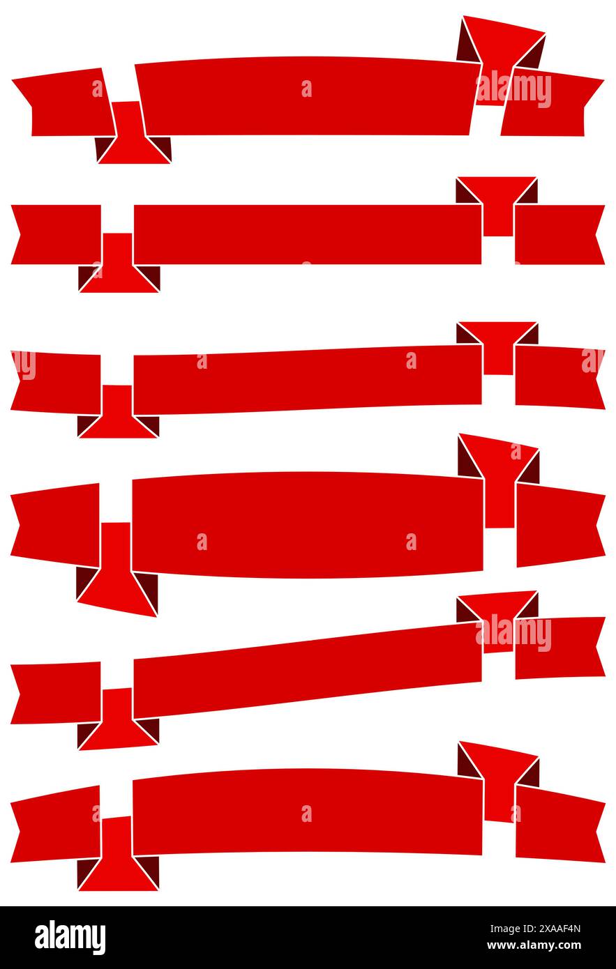 Set of six red cartoon ribbons for web design. Great design element ...