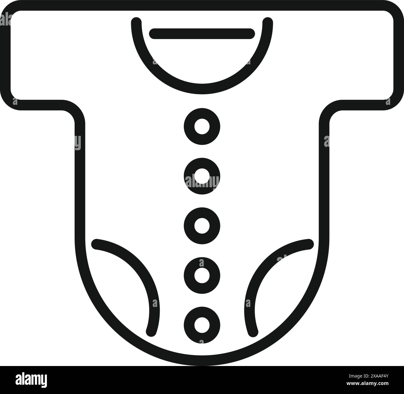 Vector image featuring a simplistic line drawing of a baby's onesie ...