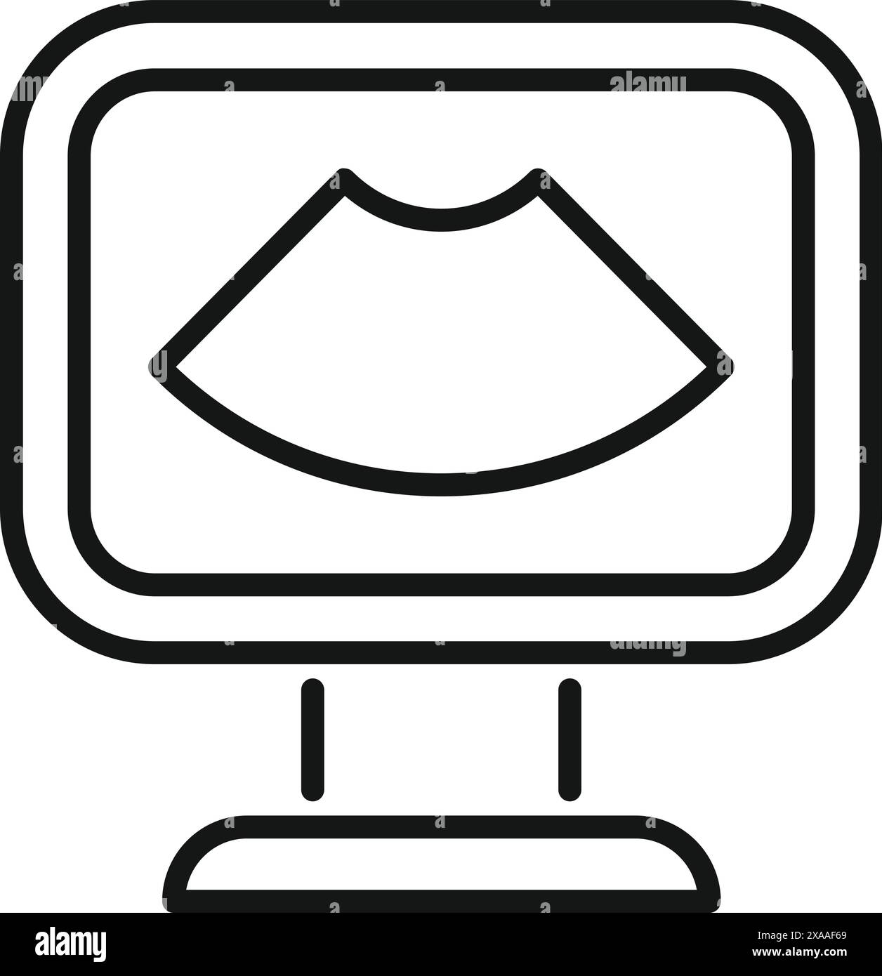 Simplified line art of a mountain peak displayed on a stylized computer ...