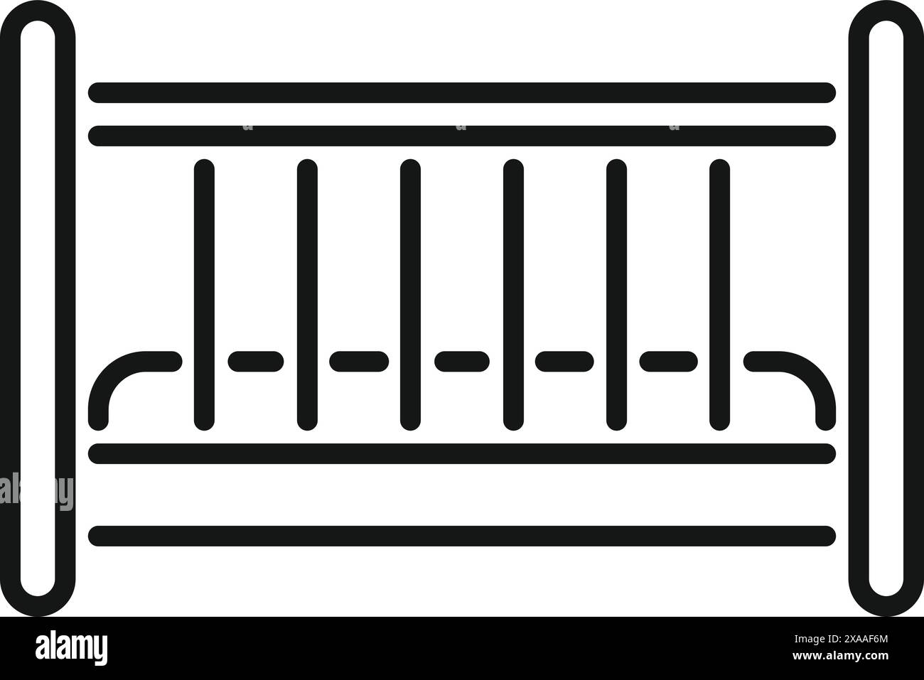 Minimalistic line art icon of a baby crib suitable for various designs ...