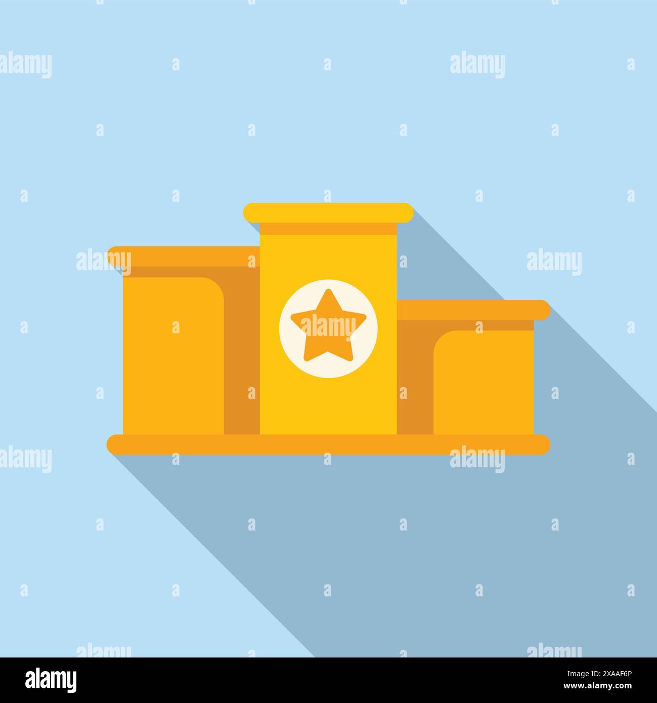 Flat design vector illustration of a golden trophy with a star icon ...