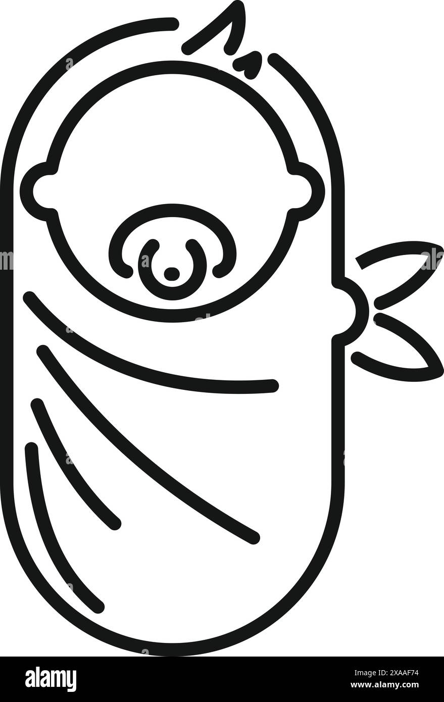 Minimalistic line drawing of a cute piglet wrapped comfortably, perfect ...