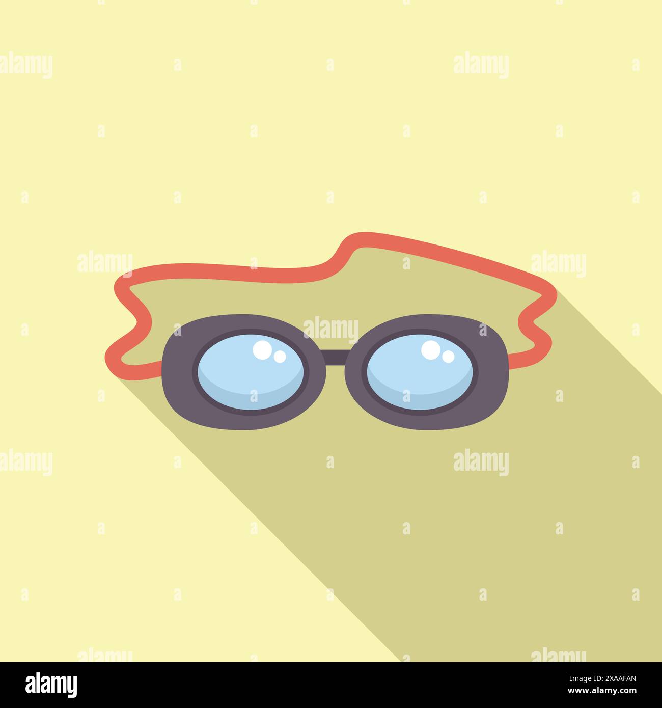 Flat icon of stylish cartoon eyeglasses with light reflection on a ...