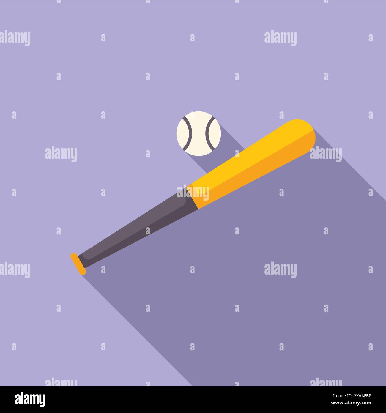 Minimalist vector illustration of a baseball bat and ball with shadow ...