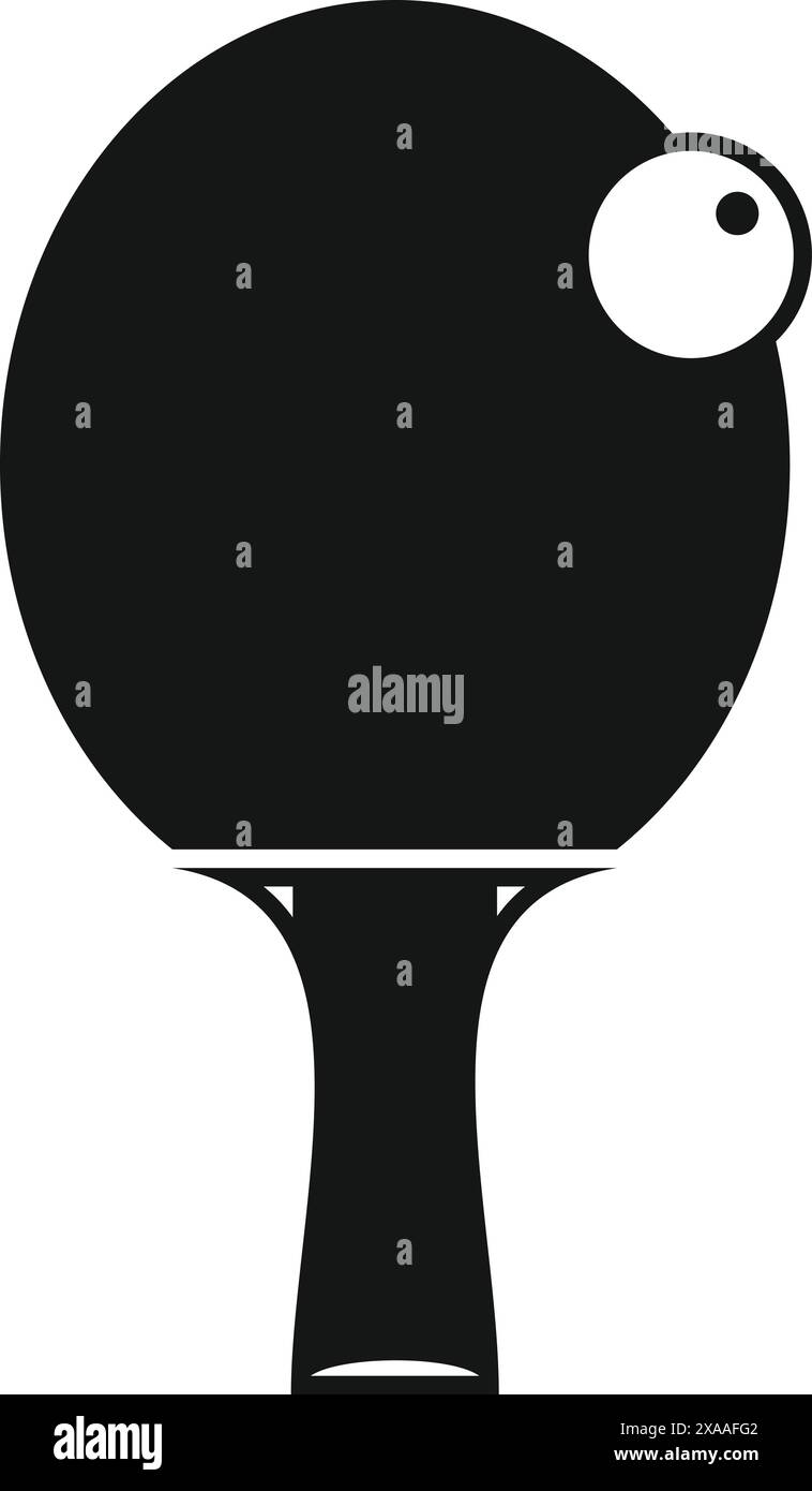 Graphic illustration of a black and white ping pong paddle with ball ...