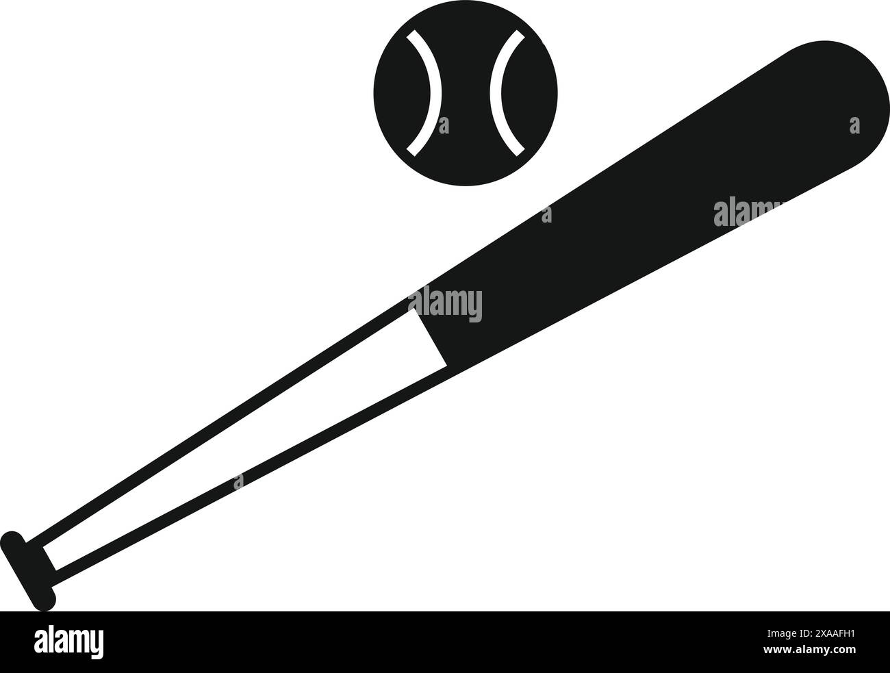 Vector illustration of a simple black and white baseball bat and ball ...
