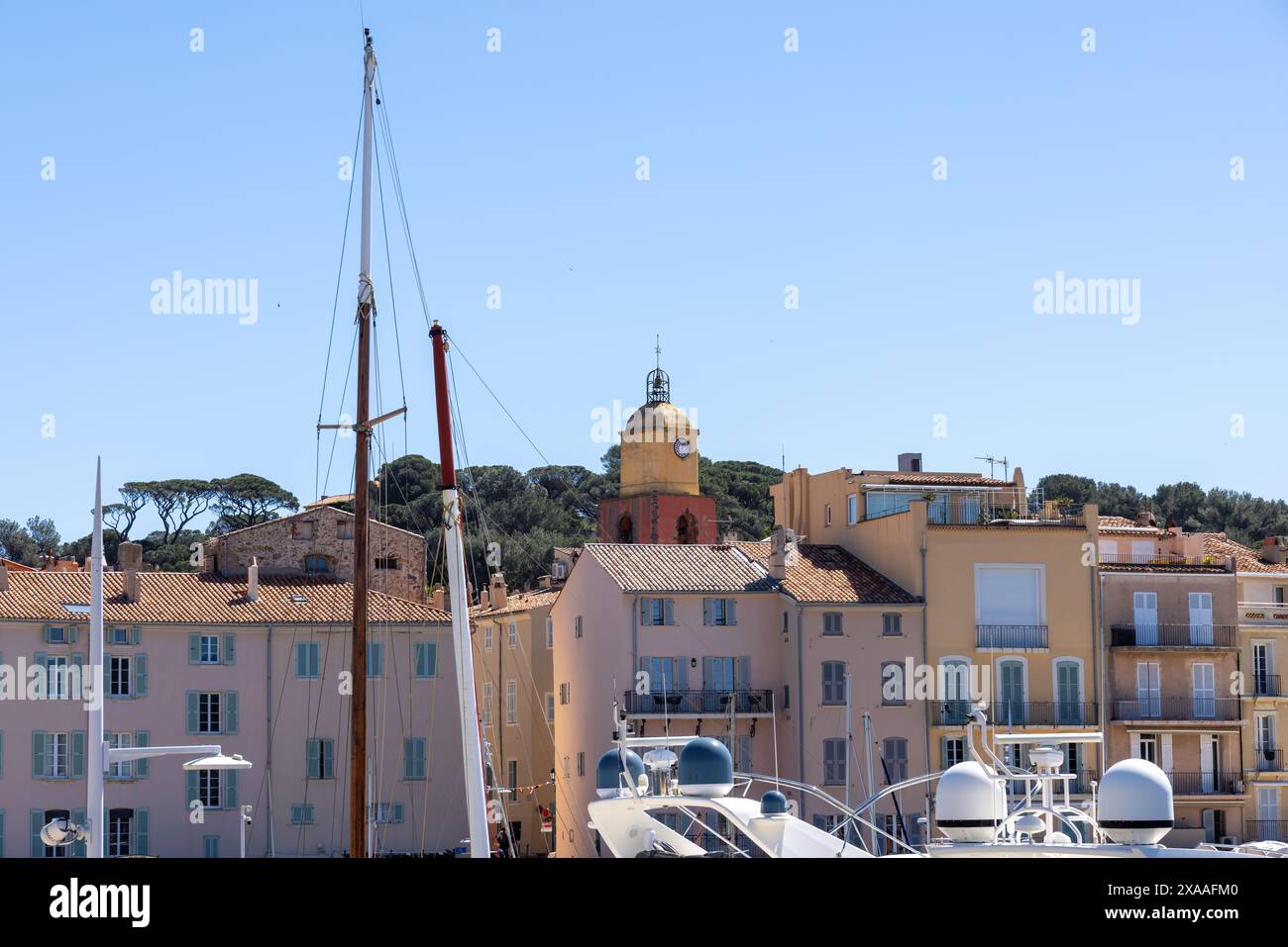 Saint Tropez with the famous Notre Dame de l'Assomption church, marina ...