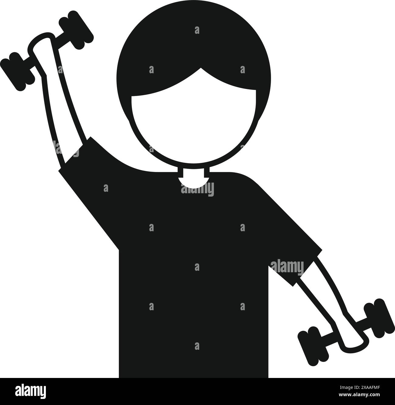 Silhouette of a stick figure triumphantly lifting weights, symbolizing ...