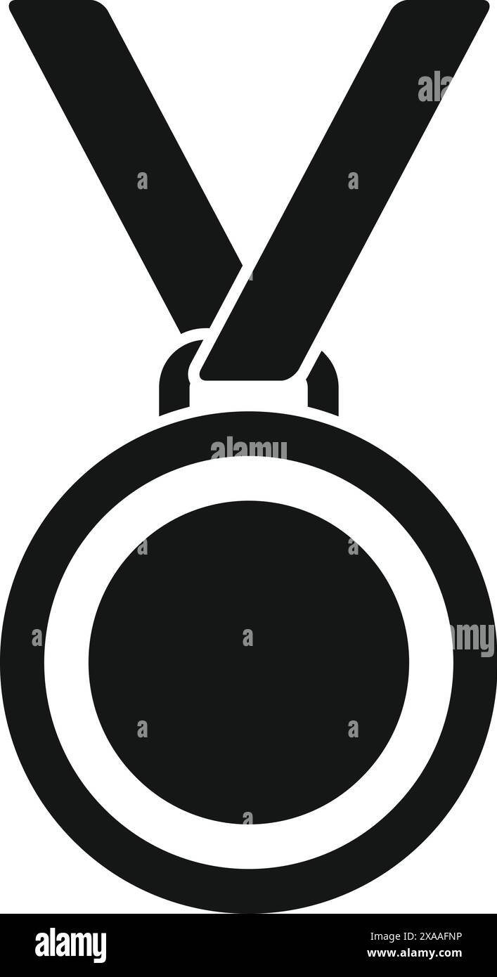 Simplistic vector illustration of a medal icon in black and white Stock ...
