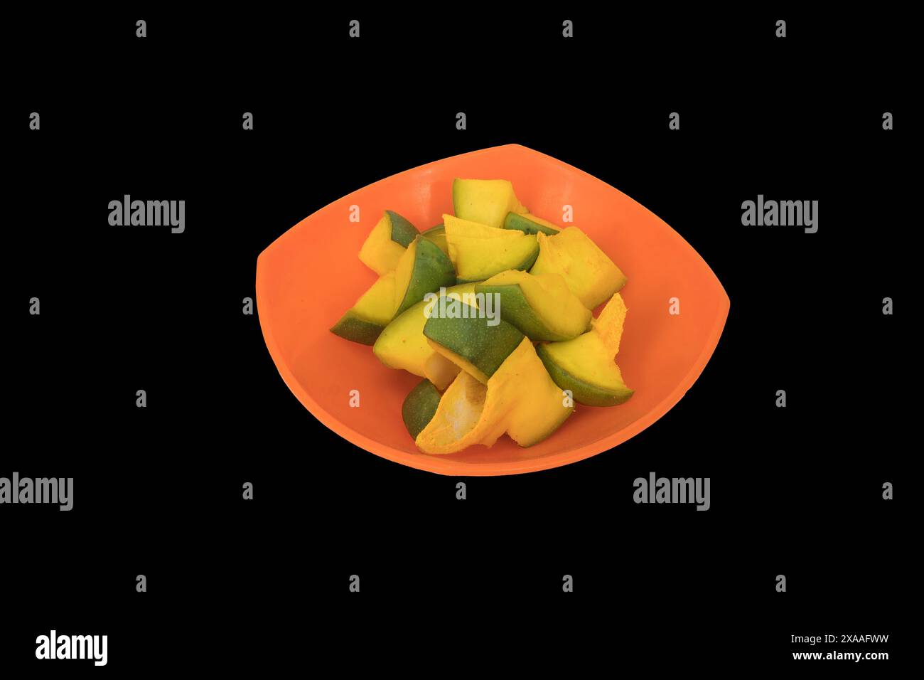 Top and Long View of Slices of Mango for Mango Pickle in Saffron Color ...