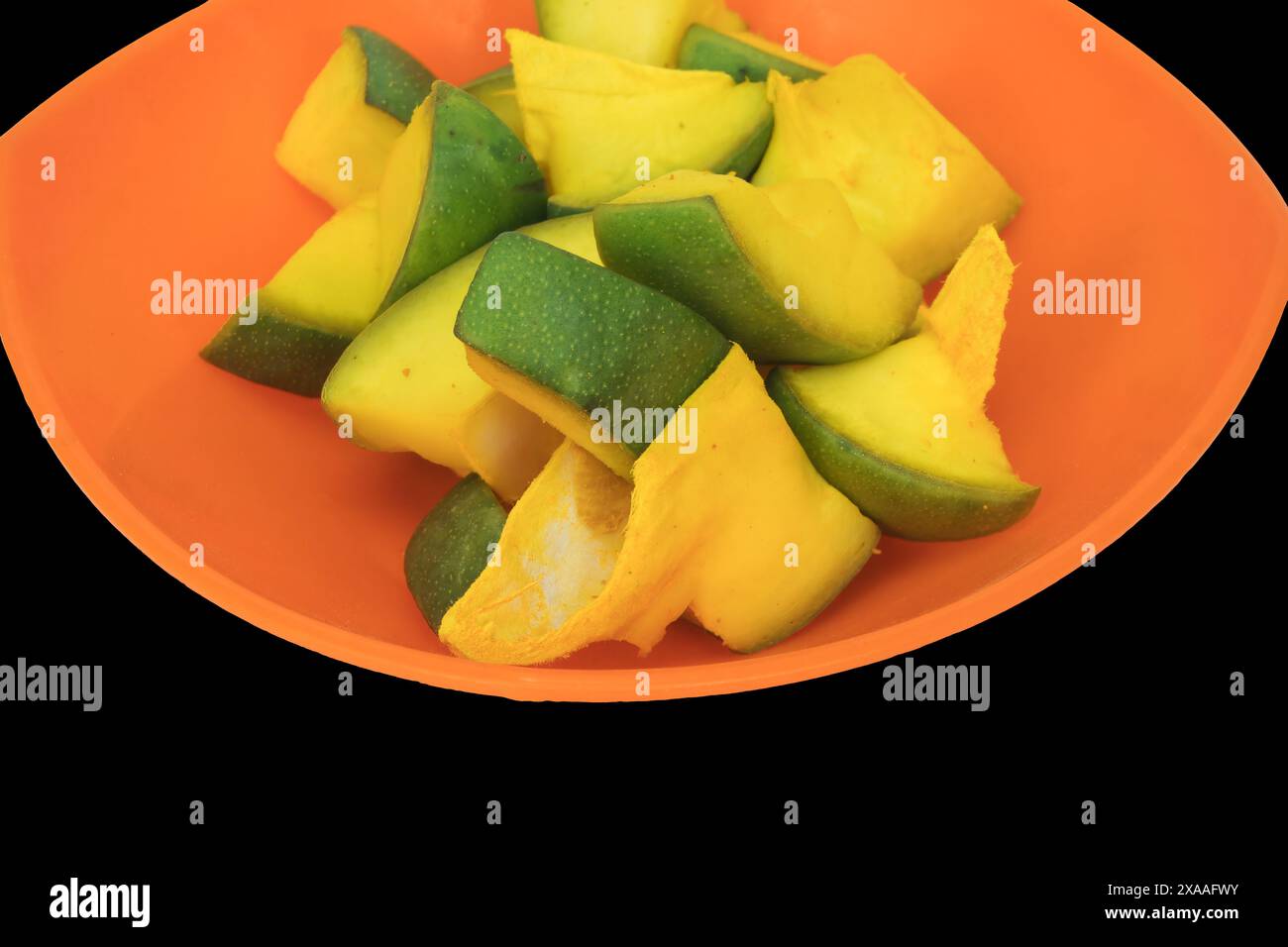 Slices of Mango for Mango Pickle in Saffron Color Bowl, Isolated In ...