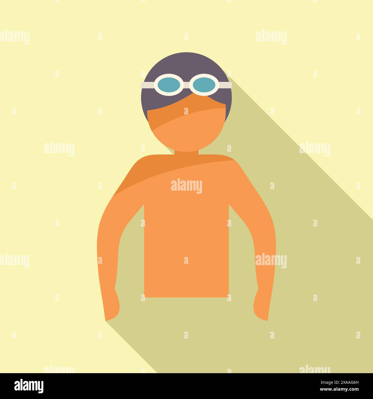 Minimalistic flat design swimming icon with swimmer, goggles, and water ...