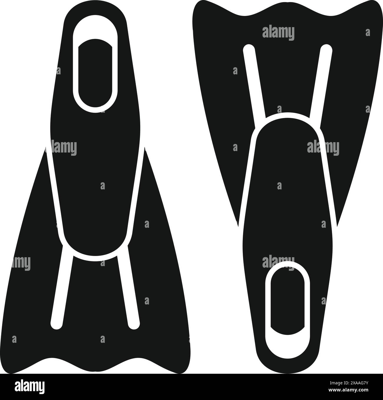 Vector illustration of diving flippers silhouette isolated on white ...