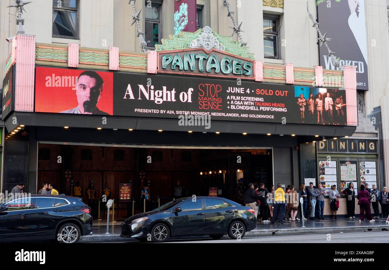 The Pantages Theatre marquee is pictured before "A Night of 'Stop ...