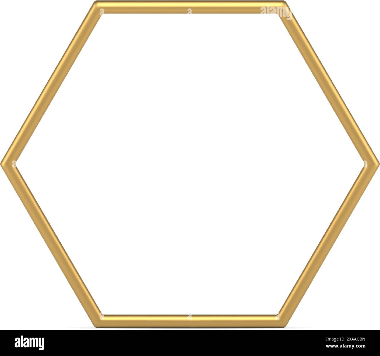 Realistic golden hexagon outline traditional shape metallic decorative ...