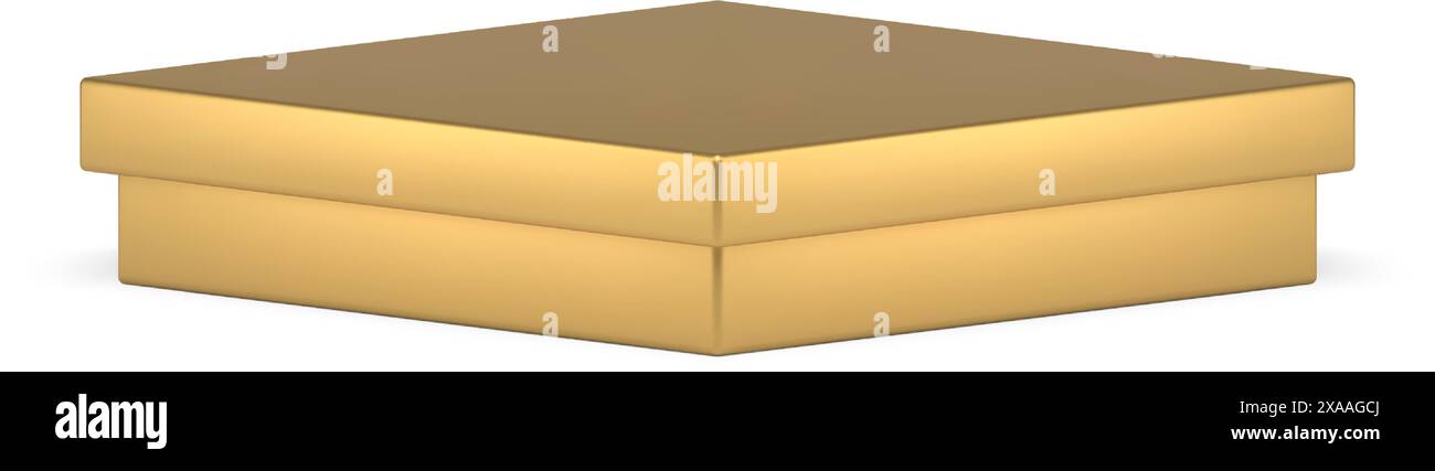 Realistic golden luxury metallic podium stage two level product ...