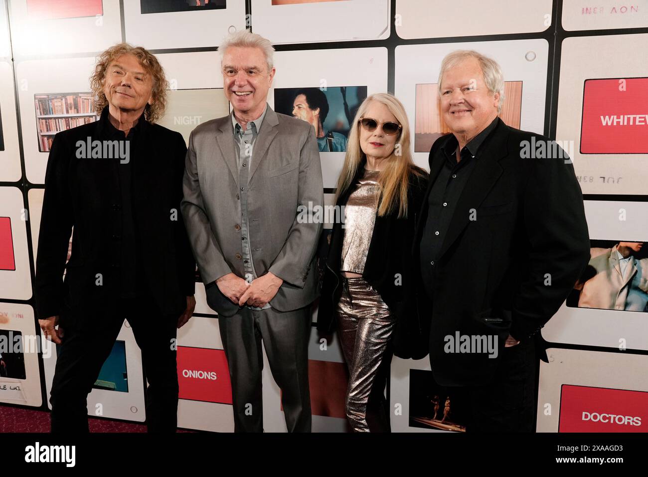 From left, Jerry Harrison, David Byrne, Tina Weymouth and Chris Frantz ...