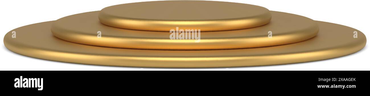 Realistic luxury golden circle pedestal isometric 3d template vector ...