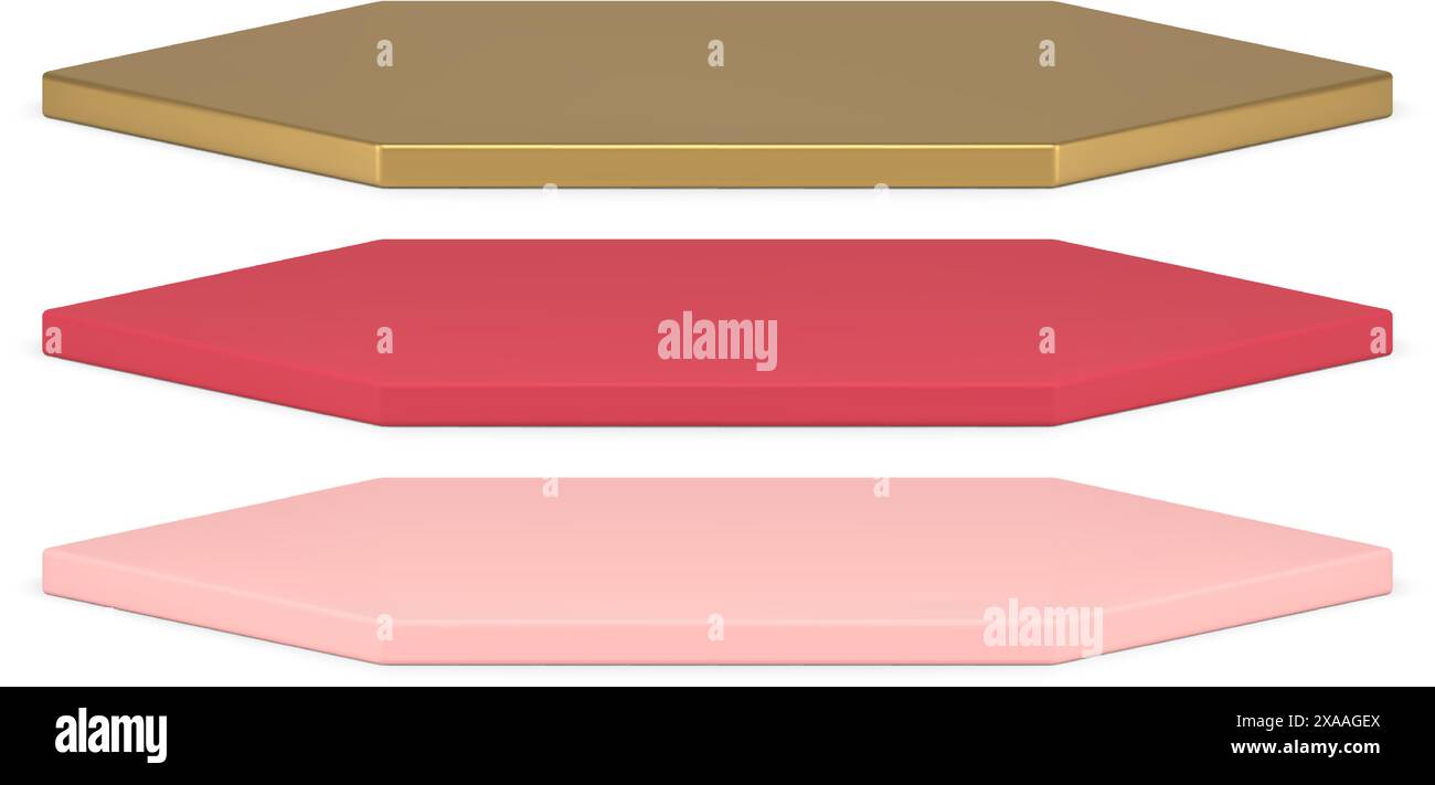 Collection realistic hexagonal stage podium isometric 3d template ...