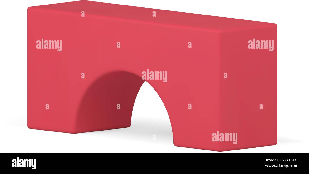 Red arch podium foundation basic rectangular geometric platform ...