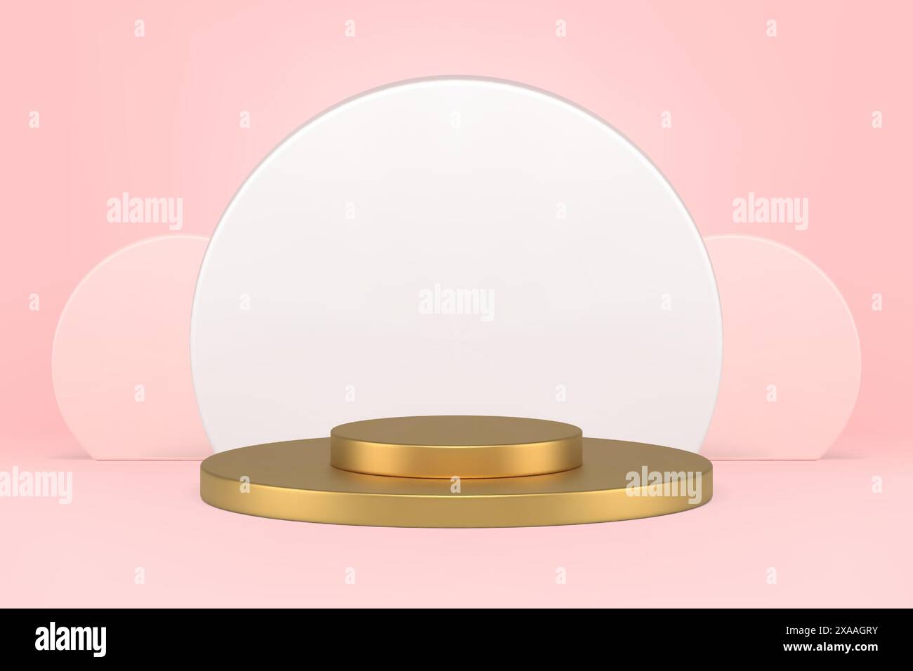 Expensive golden metallic multilevel stage podium with vertical white ...