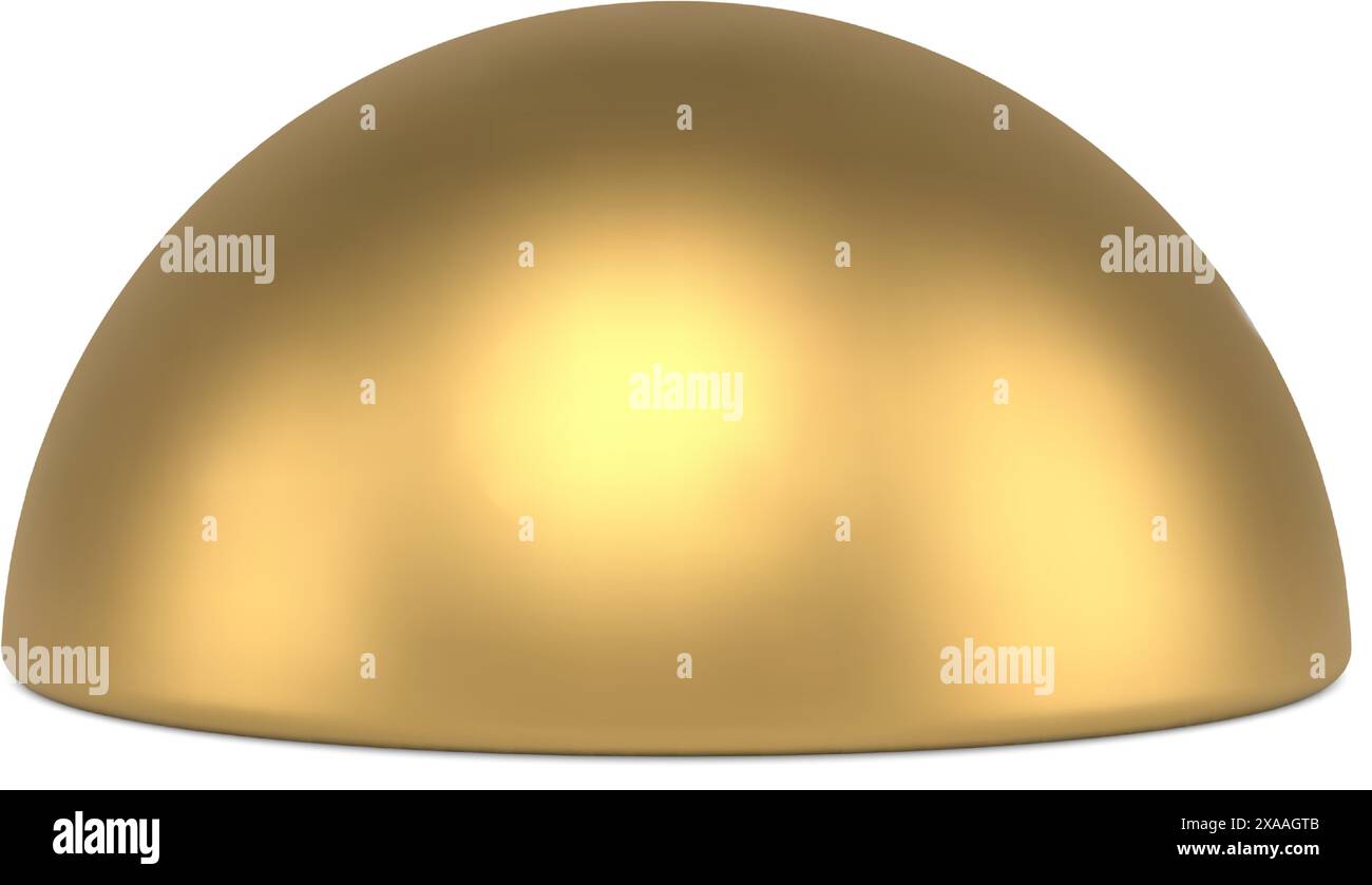 Realistic glossy golden metal semisphere luxury 3d template decorative ...