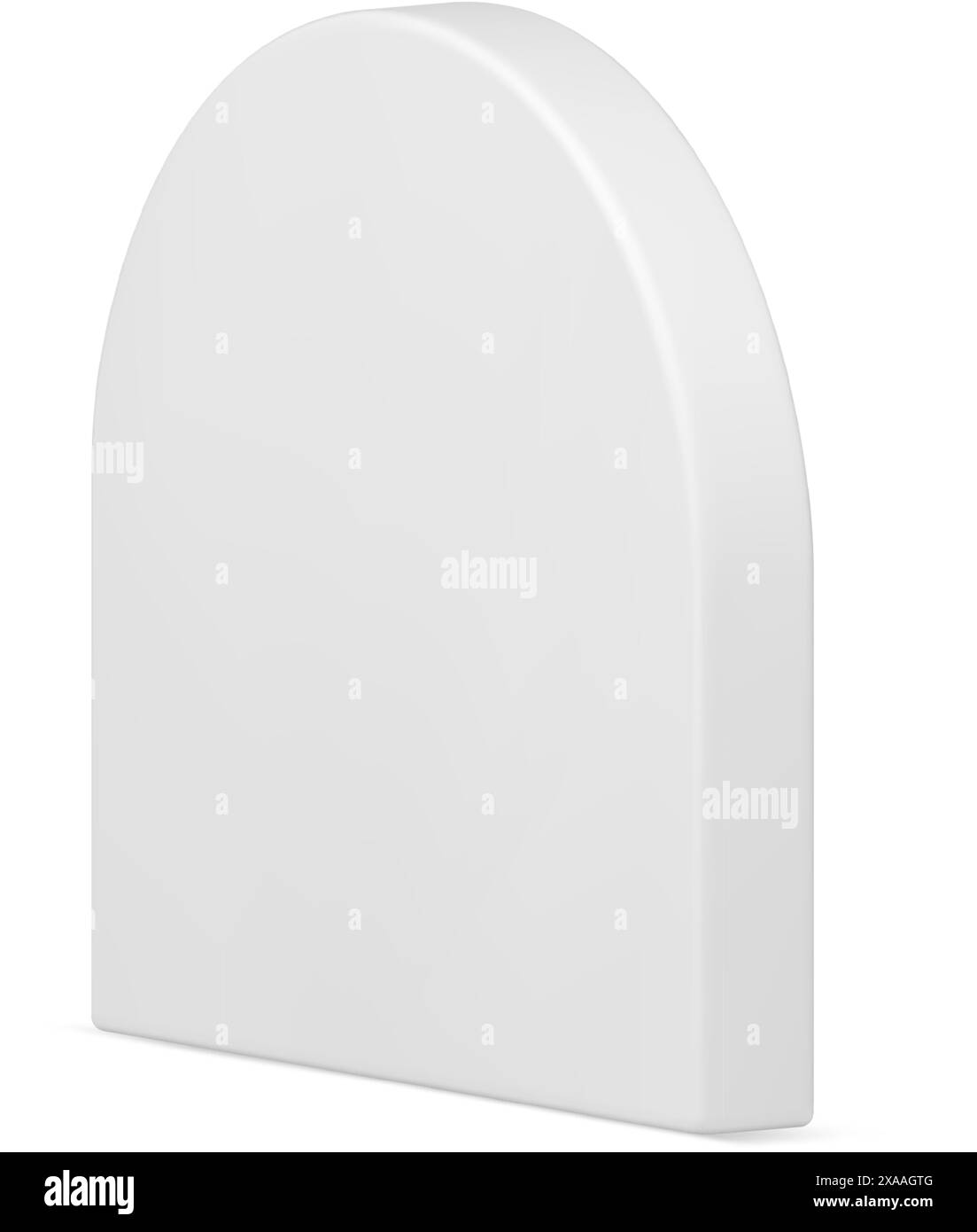 Realistic white elegant diagonally placed semi circle arch vertical ...