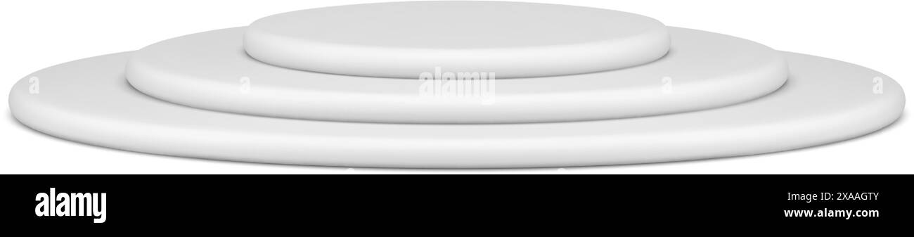 Realistic white multilevel circle podium for exhibition stage show 3d ...