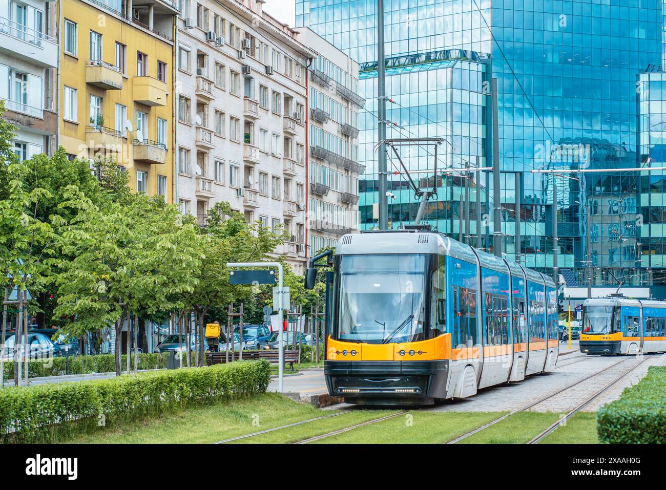 Yellow tram in city hi-res stock photography and images - Alamy