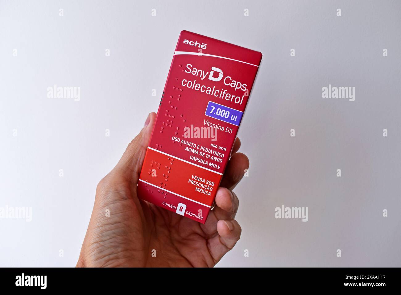 RIO DE JANEIRO, BRAZIL - DECEMBER 9, 2022: Hand holding a box of Sany D ...